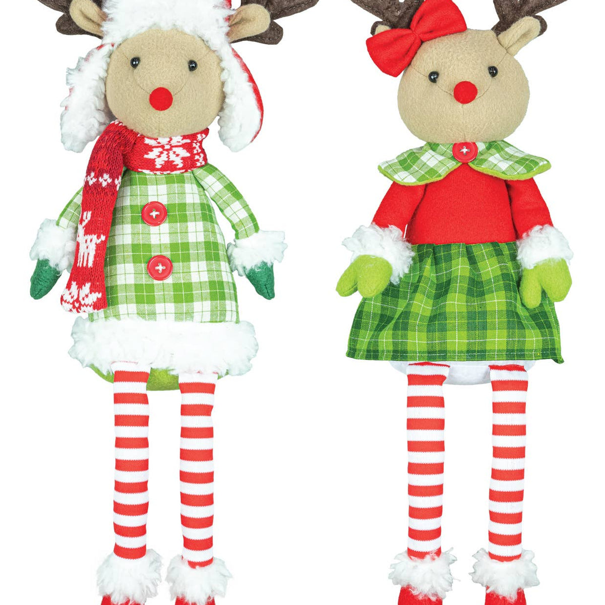 Peppermint Plaid Reindeer Dangle Leg – Heathered Boho