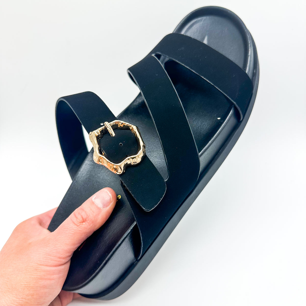 Astrid Wedged Sandals - Black – Heathered Boho