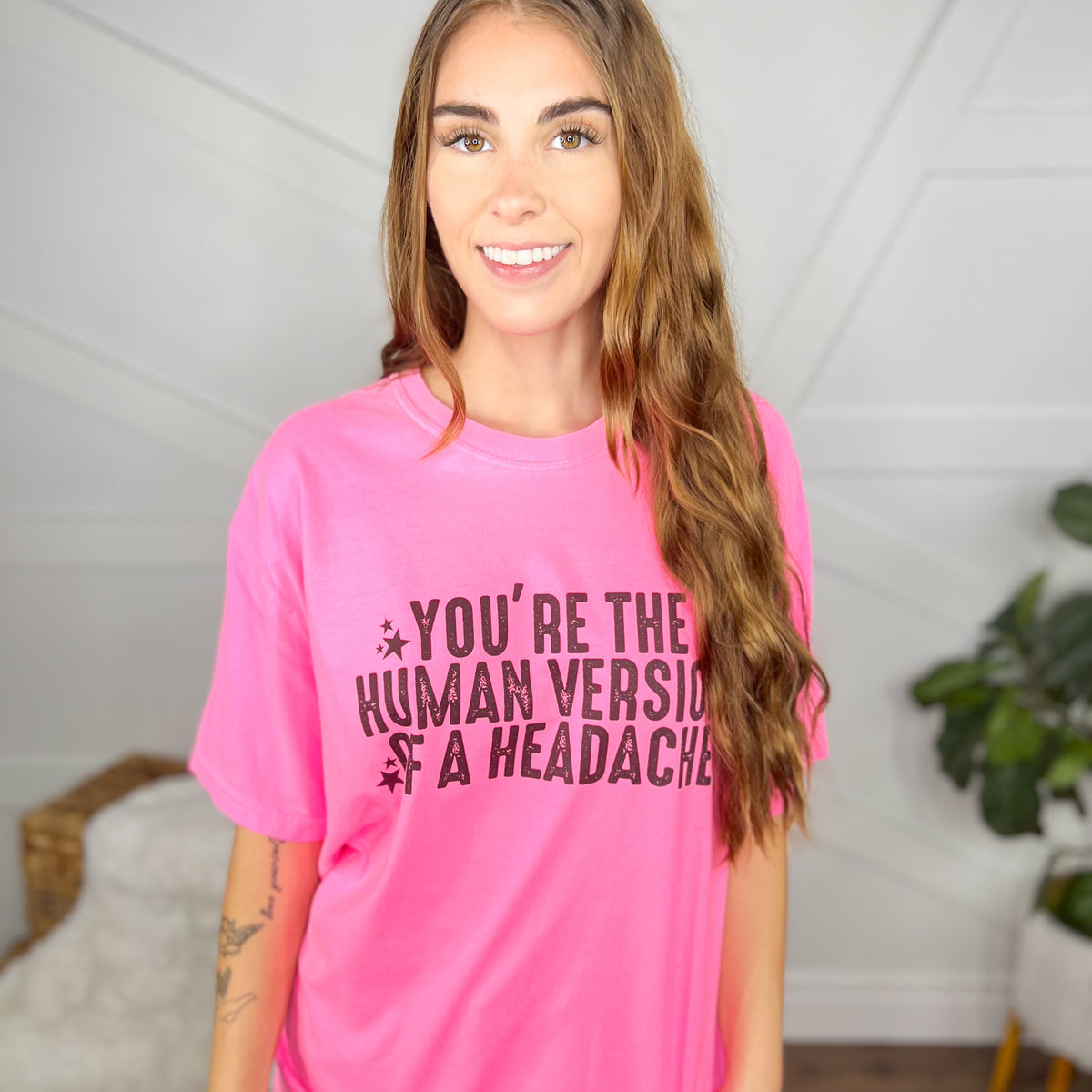 Human Version of a Headache Graphic Tee -251 – Heathered Boho