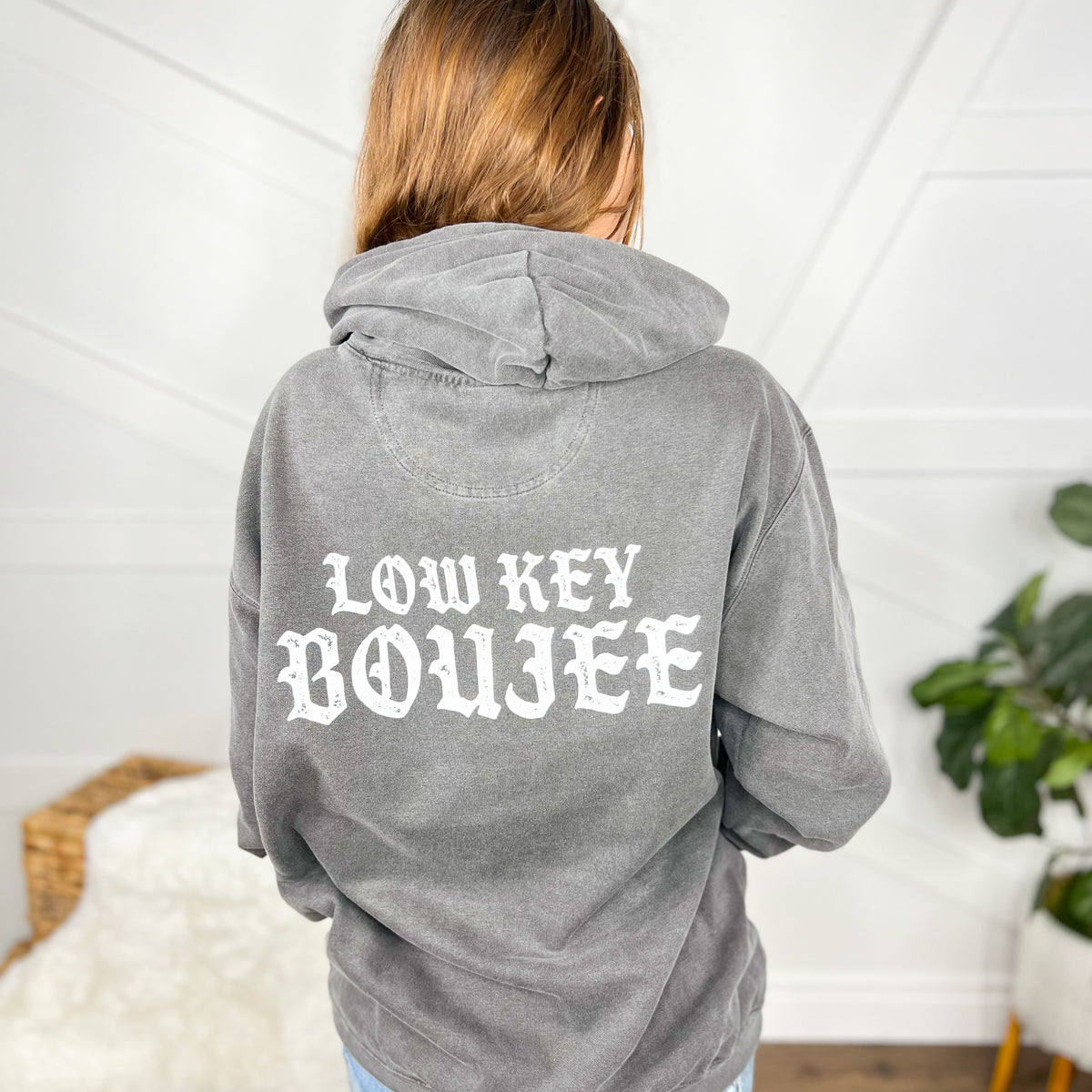 Low Key Boujee Graphic Hoodie – Heathered Boho